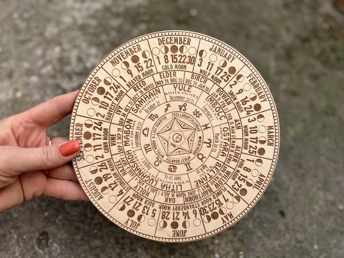 Lunar Calendar 2024, Moon Phases Calendar, Wheel of the Year, Celtic ...