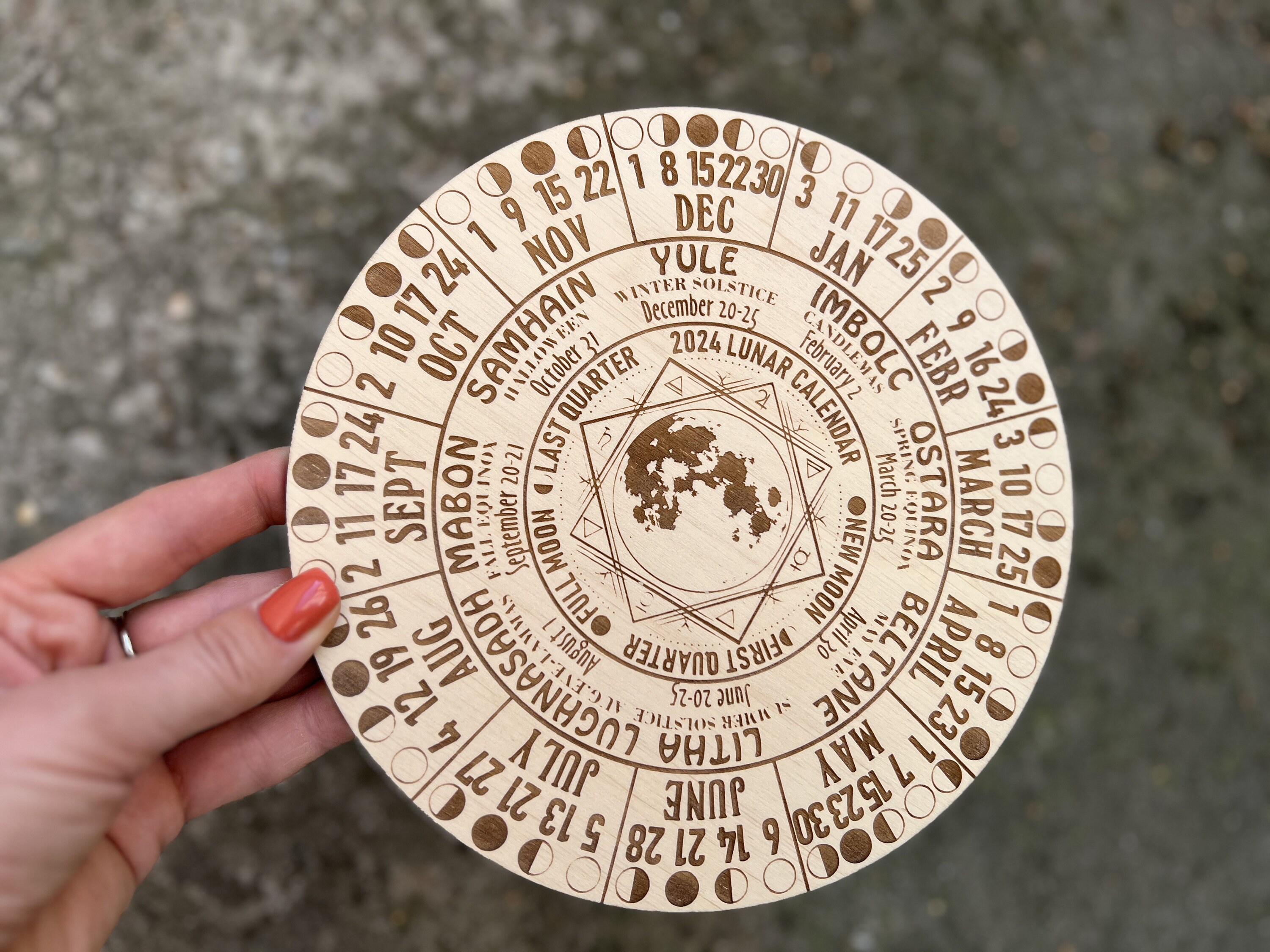 Lunar Calendar 2024, Moon Phases Calendar, Wheel of the Year, Celtic ...