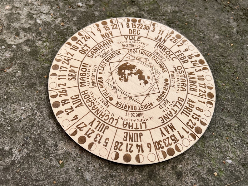 Lunar Calendar 2024, Moon Phases Calendar, Wheel of the Year, Celtic ...