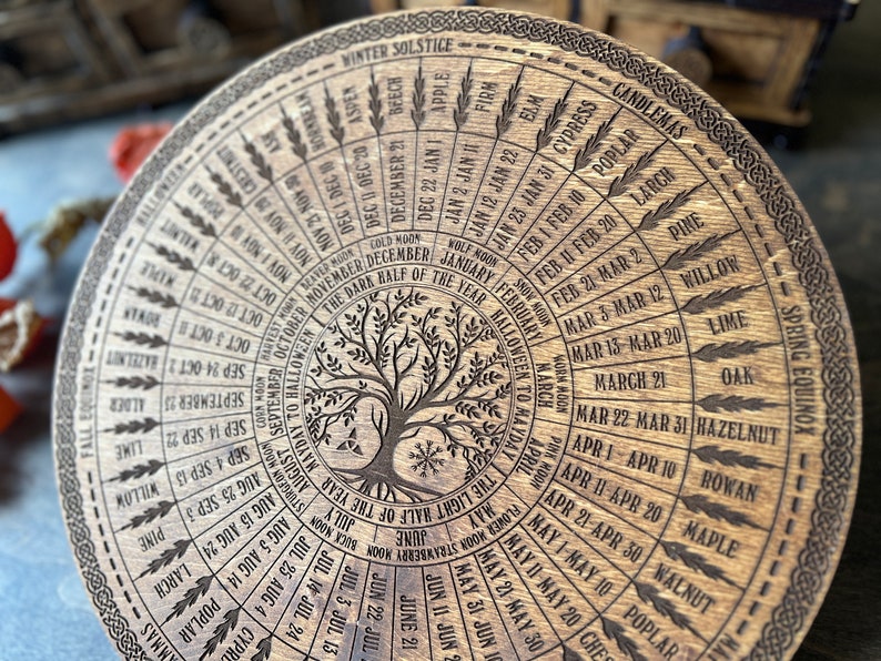 Celtic Tree Calendar, Wheel of the Year Wood Sign, Tree of Life, Pagan ...