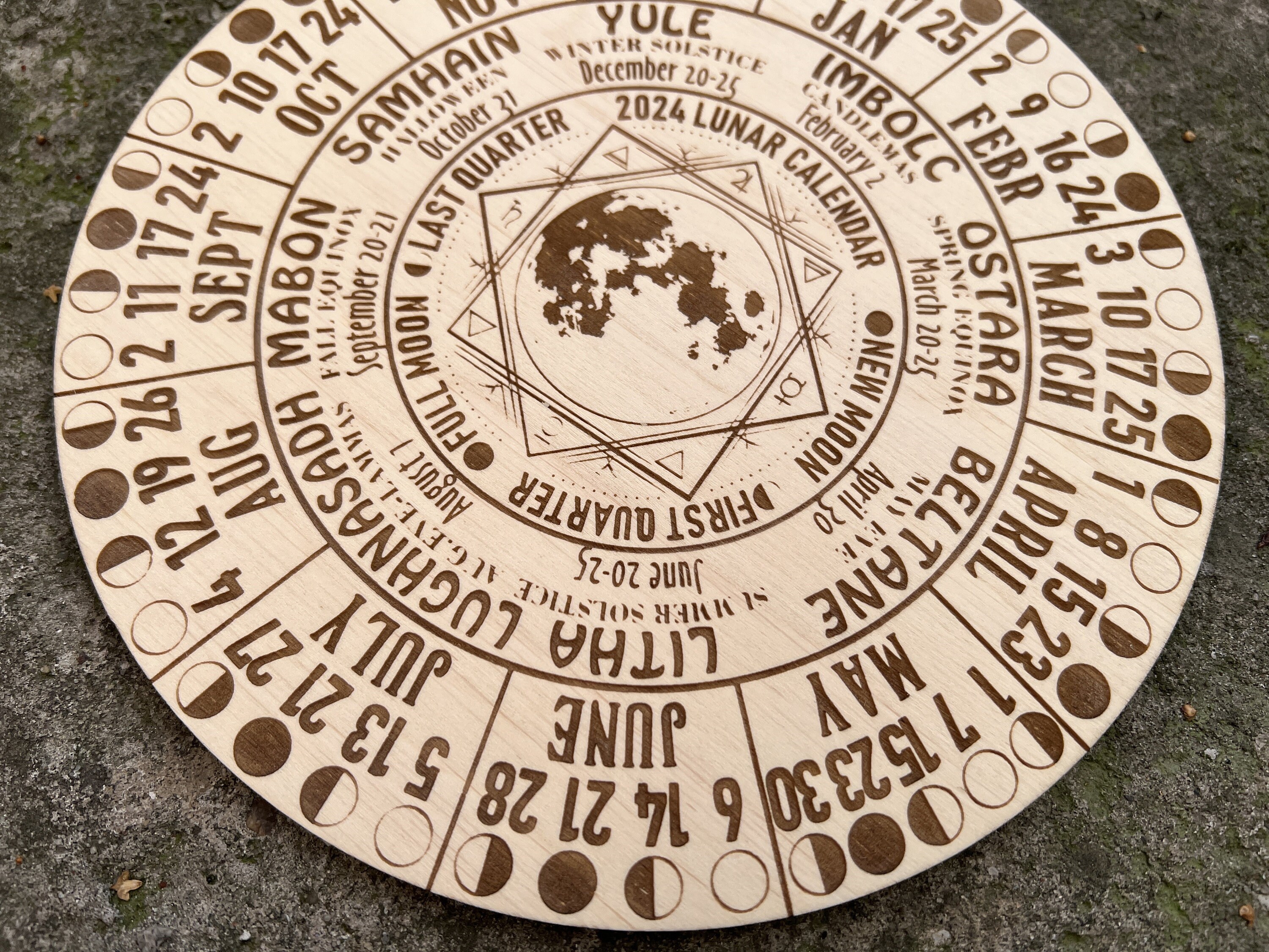 Lunar Calendar 2024, Moon Phases Calendar, Wheel of the Year, Celtic ...