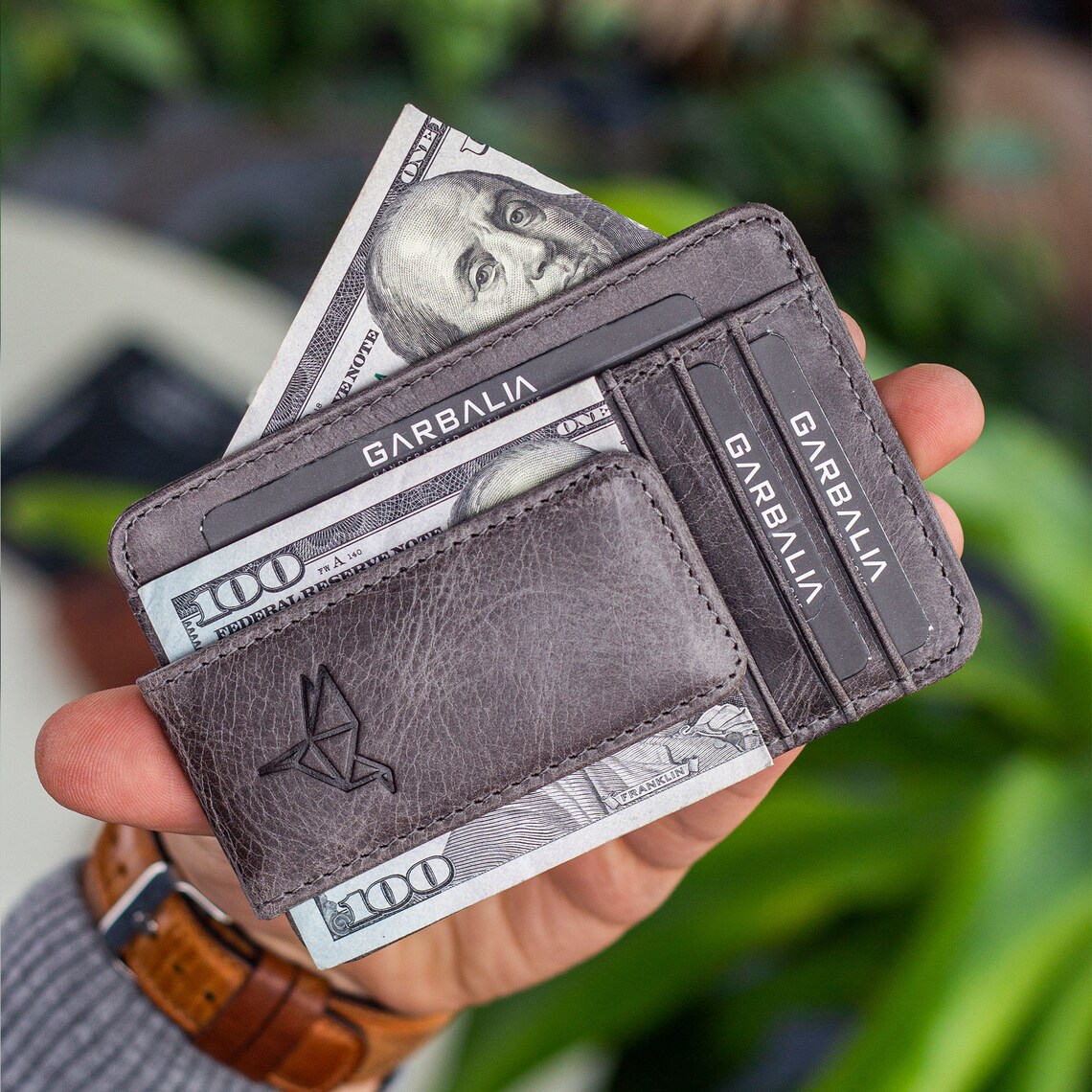 Magnetic Closure Genuine Leather Cardholder Wallet for Men | Etsy