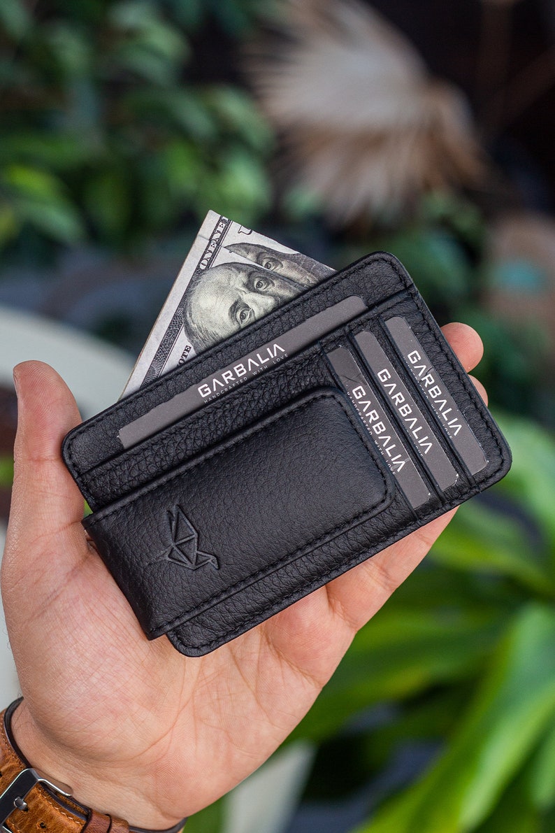 Magnetic Closure Genuine Leather Cardholder Wallet for Men - Etsy