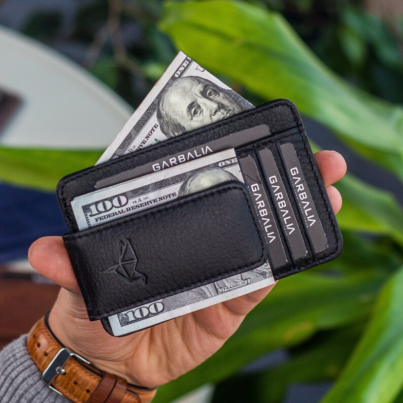 Magnetic Closure Genuine Leather Cardholder Wallet for Men - Etsy