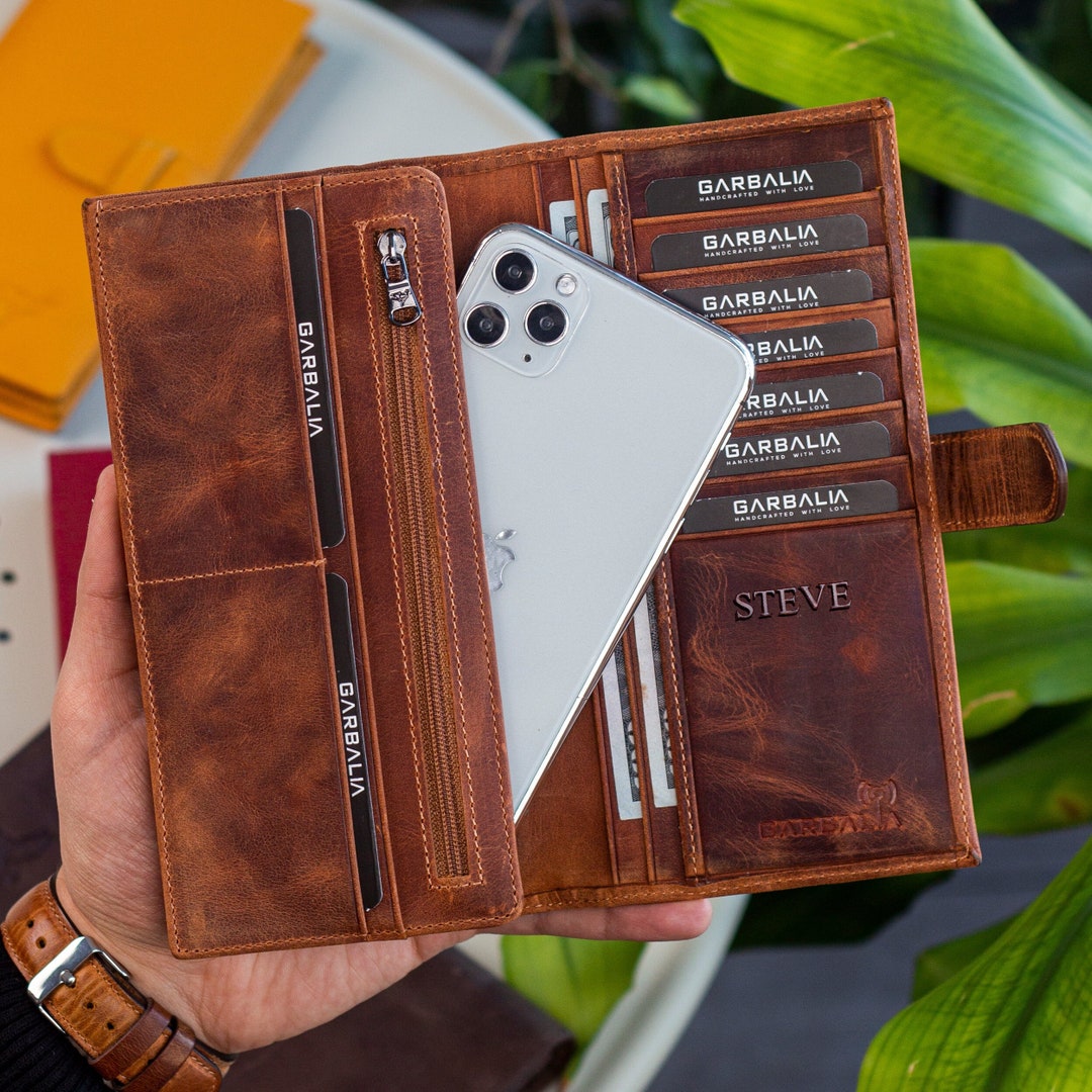 Personalized Leather Phone Case Wallet for Mens iPhone Case Wallet for ...