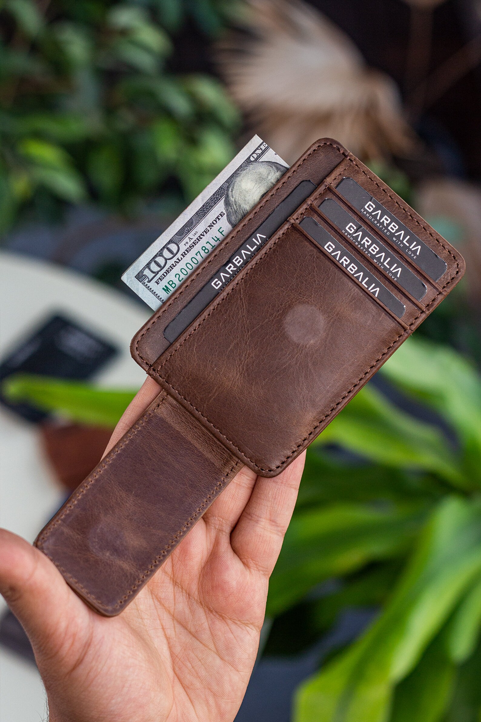 Magnetic Closure Genuine Leather Cardholder Wallet for Men | Etsy