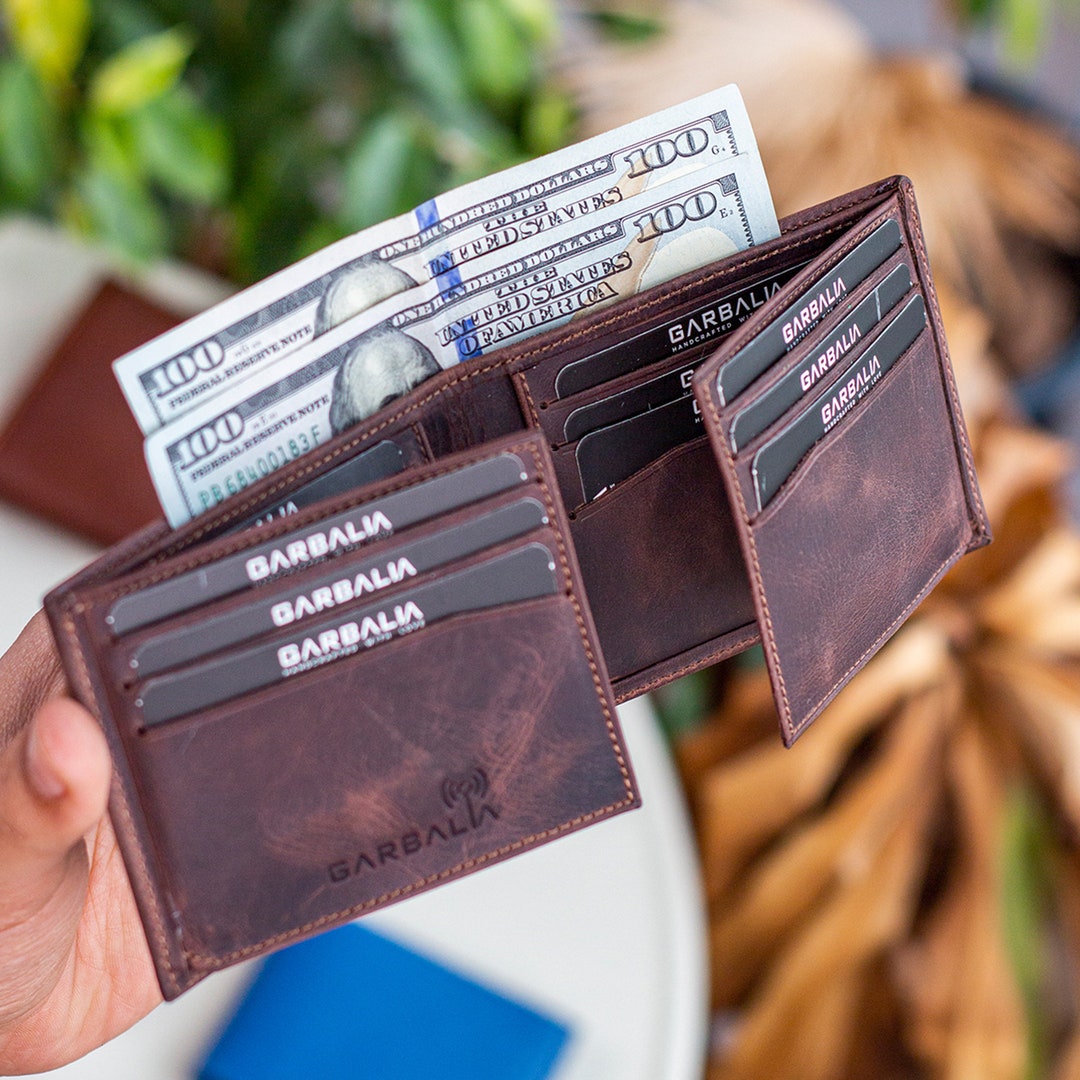 Brown Leather Wallet for Men | Personalized Leather Wallet for Him ...