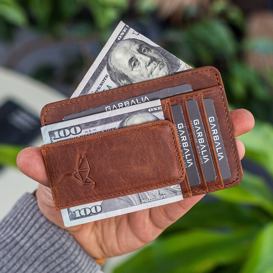 Magnetic Closure Genuine Leather Cardholder Wallet for Men Personalized ...