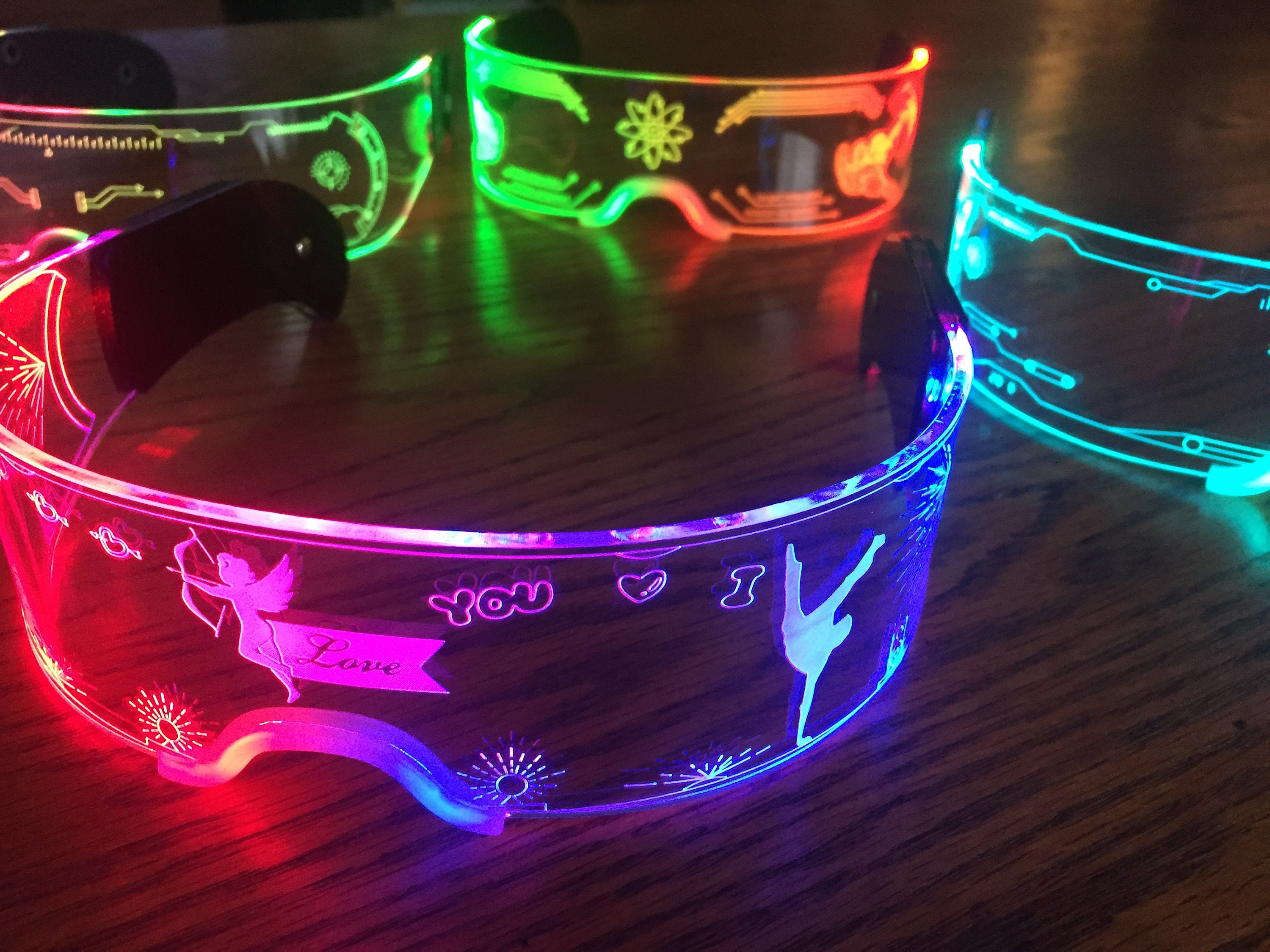 Rave Neon LED Light up Glasses Cyberpunk Goggles Futuristic | Etsy