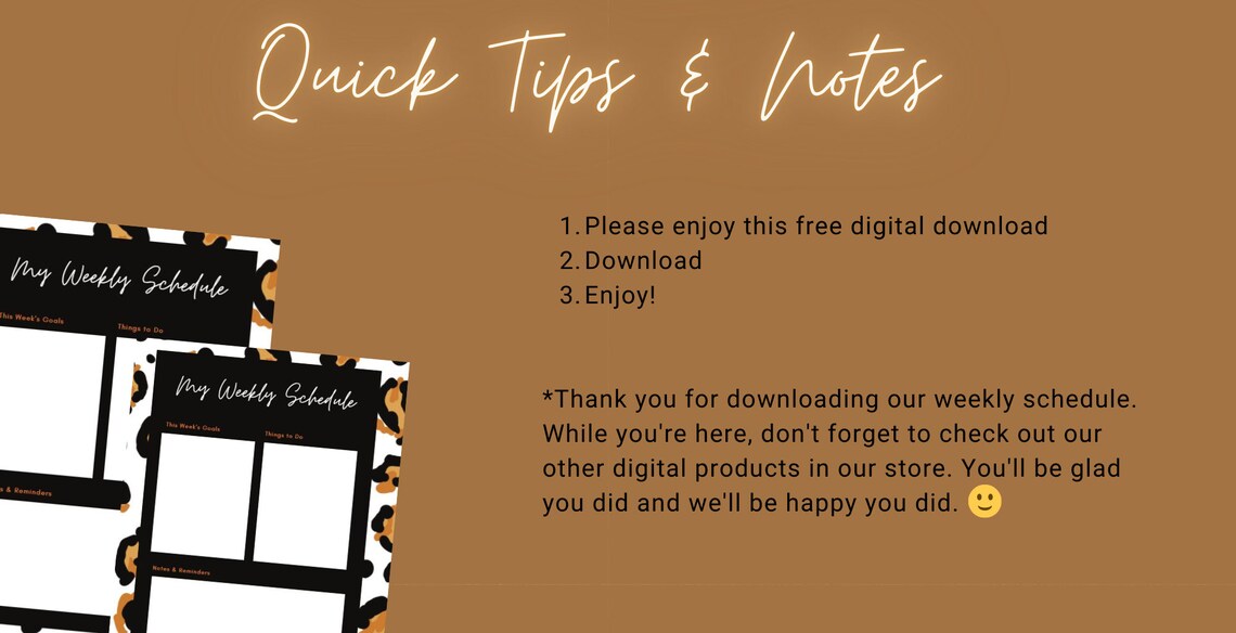 Digital Cheetah Print Weekly Planner, Weekly Planner, Cheetah Print ...