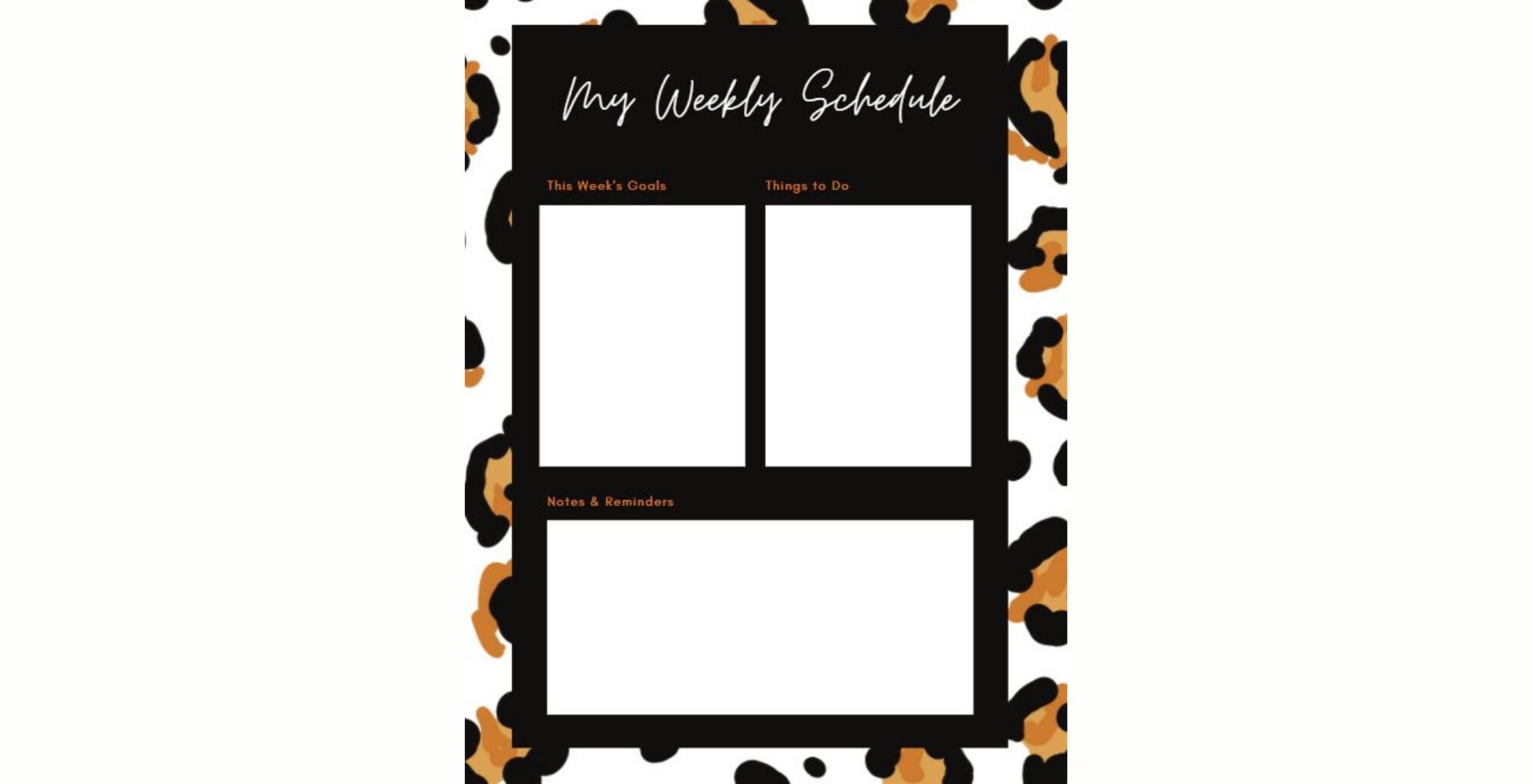 Digital Cheetah Print Weekly Planner, Weekly Planner, Cheetah Print ...
