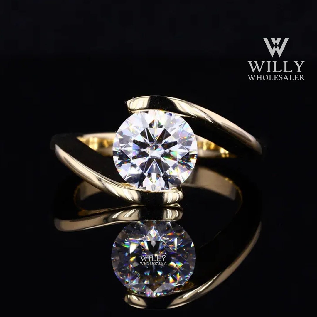 Bypass Set Engagement Ring, Tension Set Designer Simply Solitaire ...