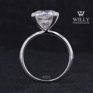 Unique 3 Claw Prong Engagement Ring, Solitaire Rounded Comfort Fit ...