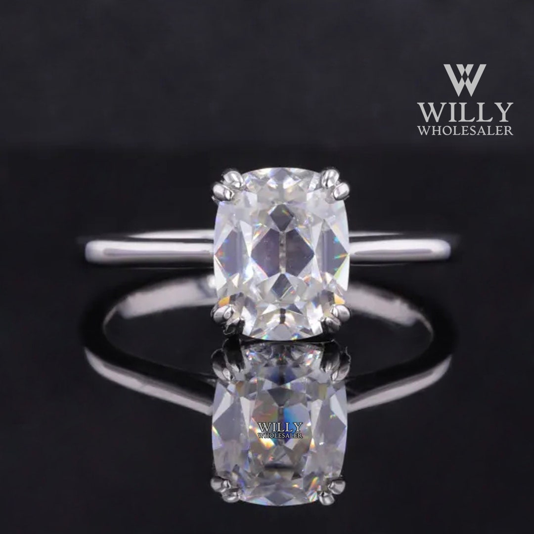 Solitaire Double Claw Prong Cathedral Set Wedding Ring, 2/3/4 Carat Old ...