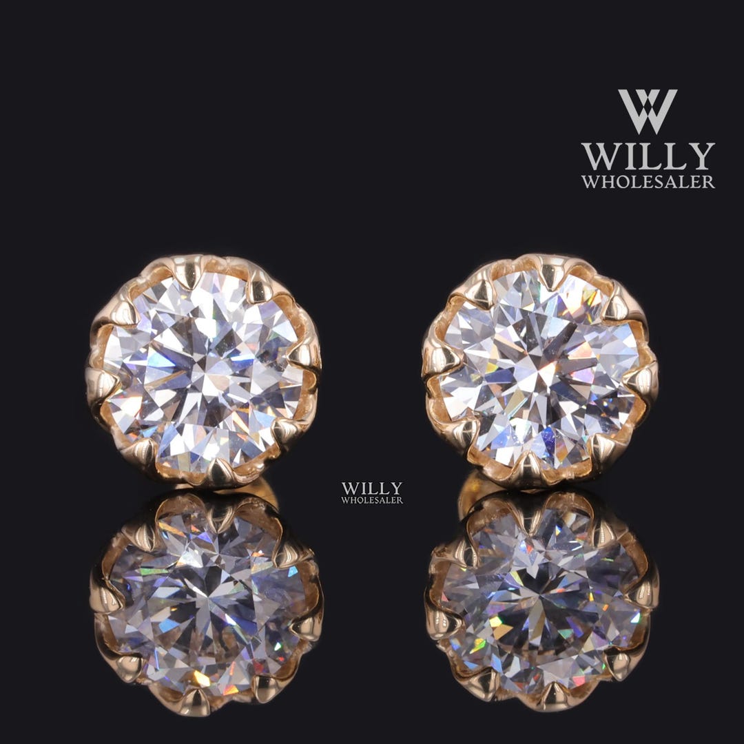 Antique Tulip Basket Push Back Earrings: Yellow Gold Solitaire Earrings ...