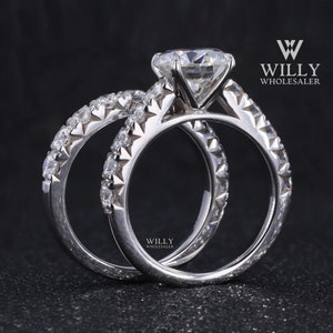 Designer Sturdy Engagement Ring With Half Eternity Matching Wedding ...