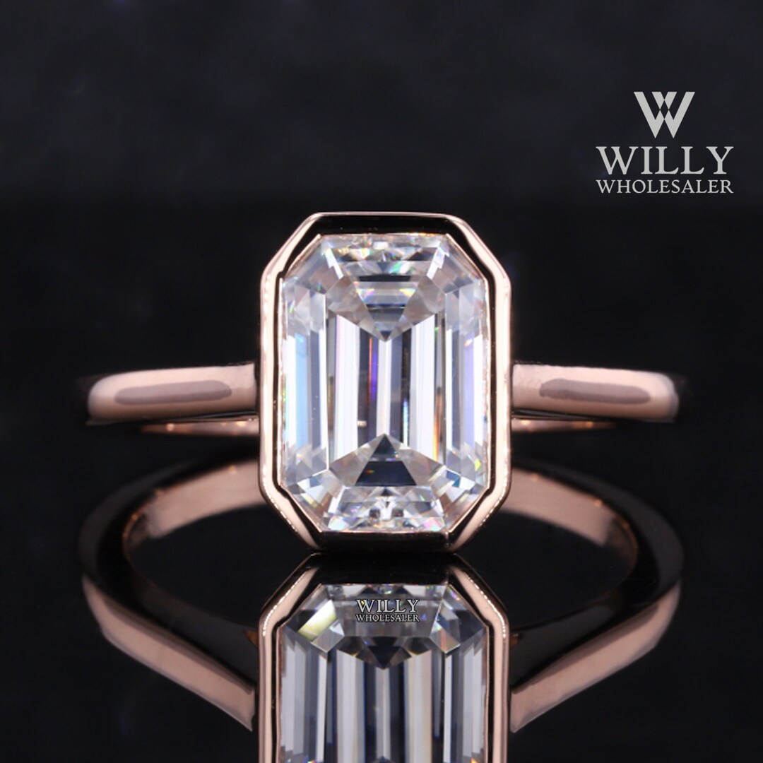 Secure Stone Cathedral Full Bezel Set Solitaire Comfort Fit Anniversary ...