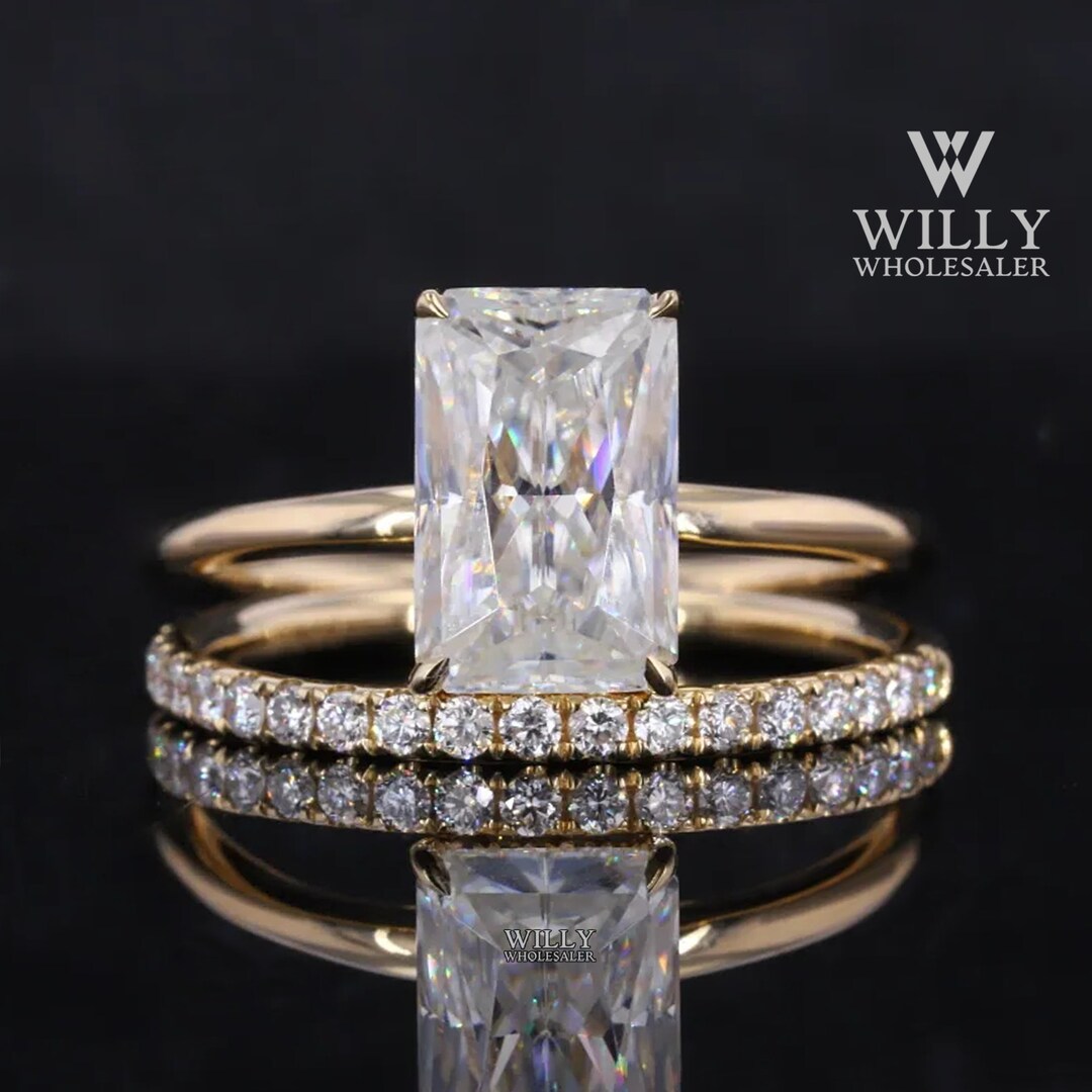 Hidden Halo Basket Set Engagement Ring With Half Eternity Matching ...