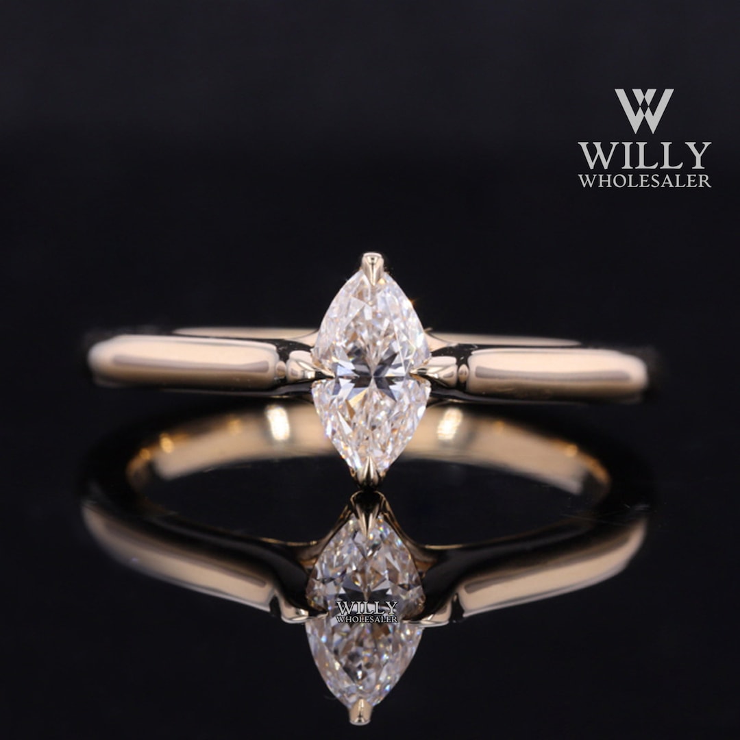 Solitaire 4 Claw Prong Set Anniversary Ring, Cathedral Set Wedding Ring ...