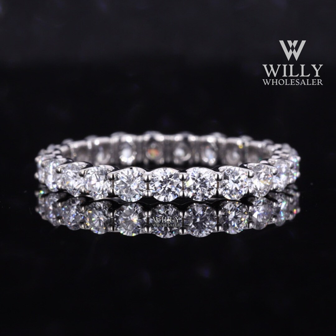 Full Eternity U Prong Set Wedding Band, Amazing Round Brilliant Cut ...