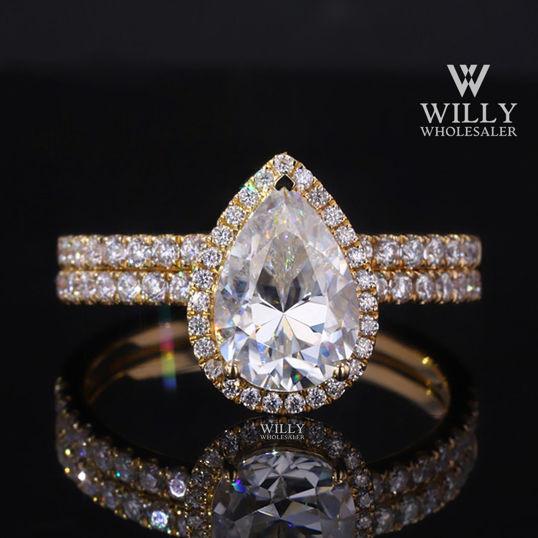 Halo Designer 3 Prong Basket Set Ring With Half Eternity Matching Band ...