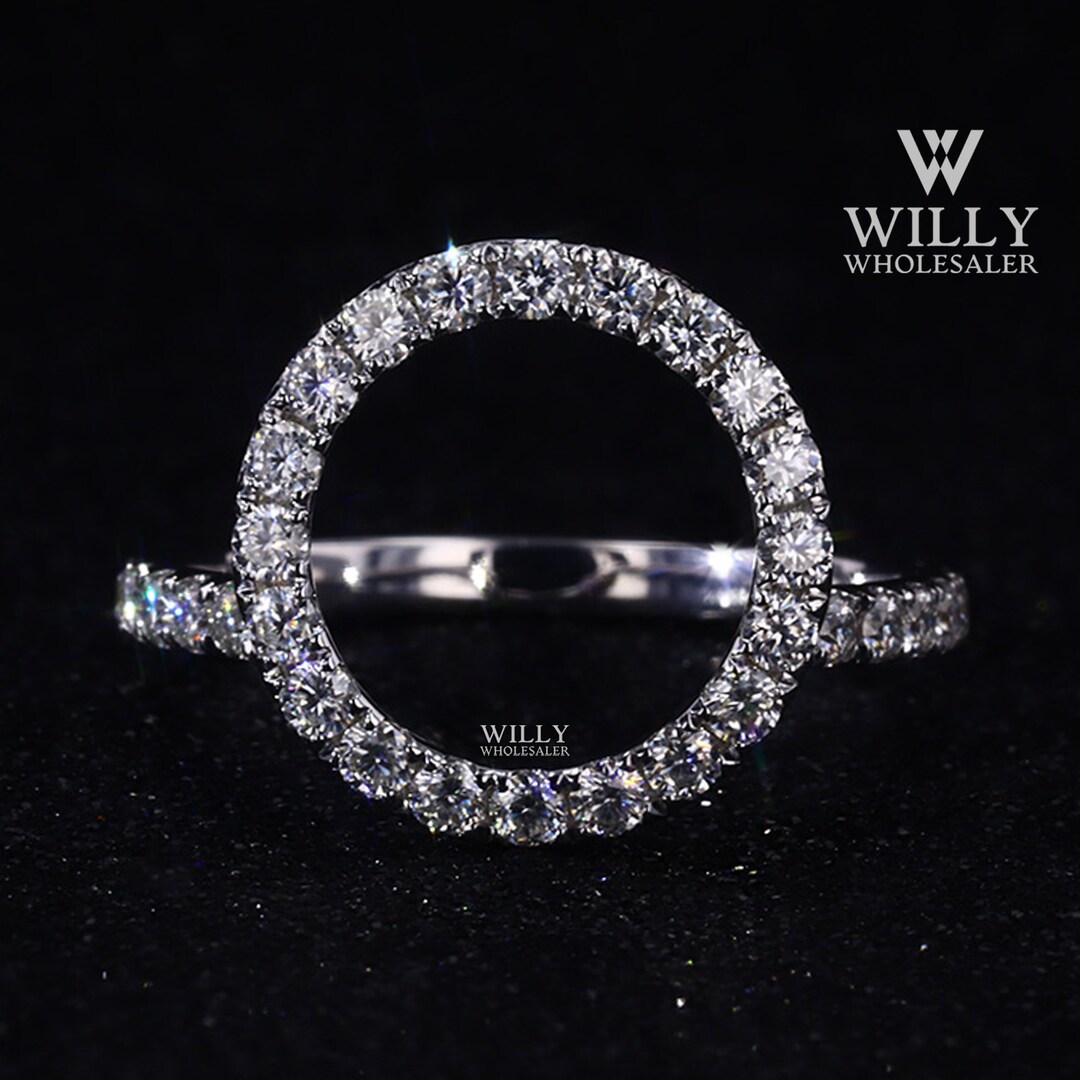 Round Shaped Empty Circle Pave Set Ring, Geometric Designer Wedding ...