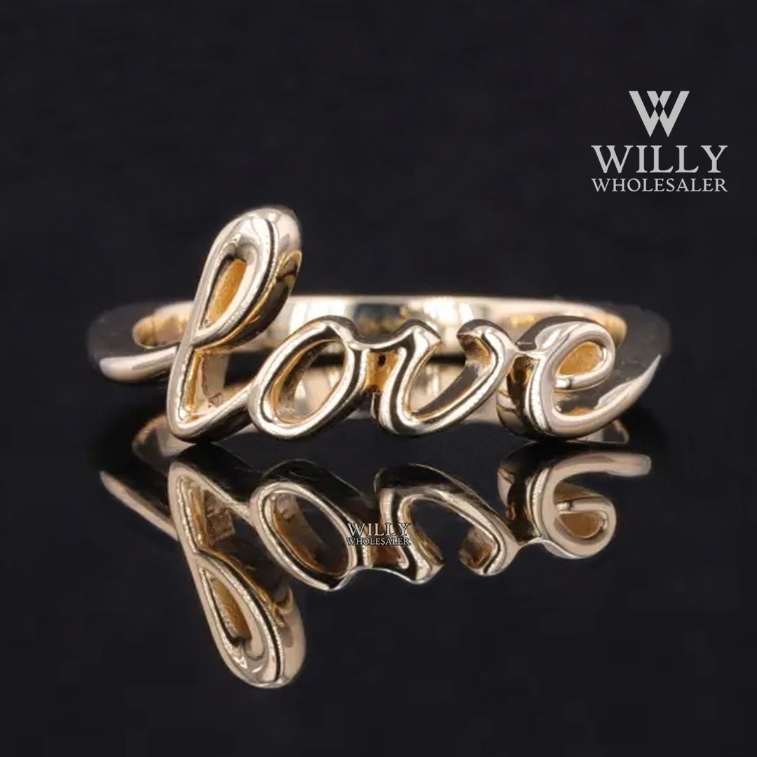 Customized Love Script Valentine Ring for Love, Simple Comfort Fit ...