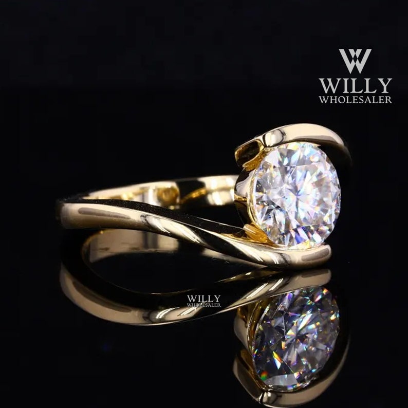 Bypass Set Engagement Ring, Tension Set Designer Simply Solitaire ...