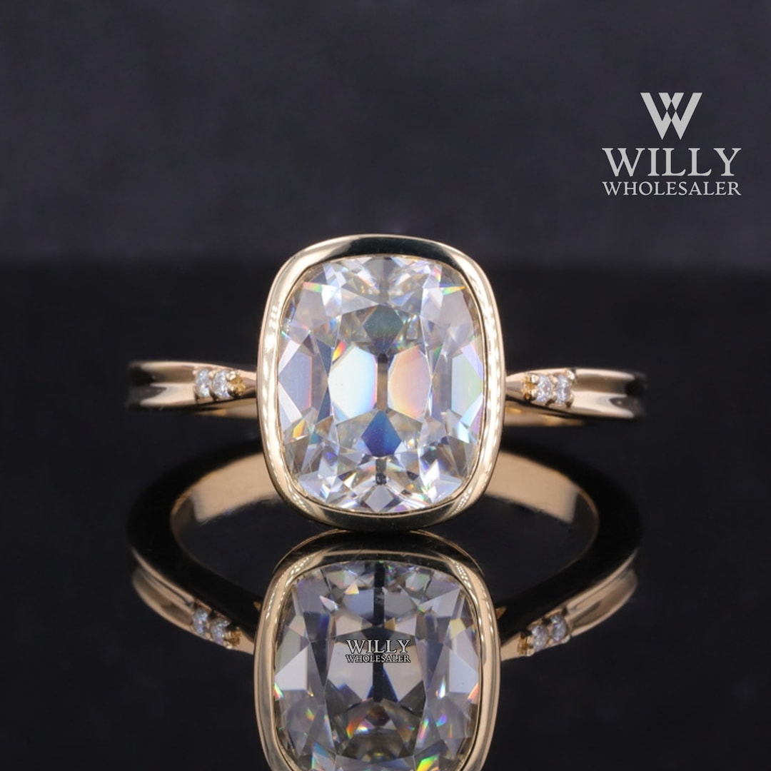 Pinched Shank Designer Ring, Full Bezel Cathedral Set Wedding Ring ...