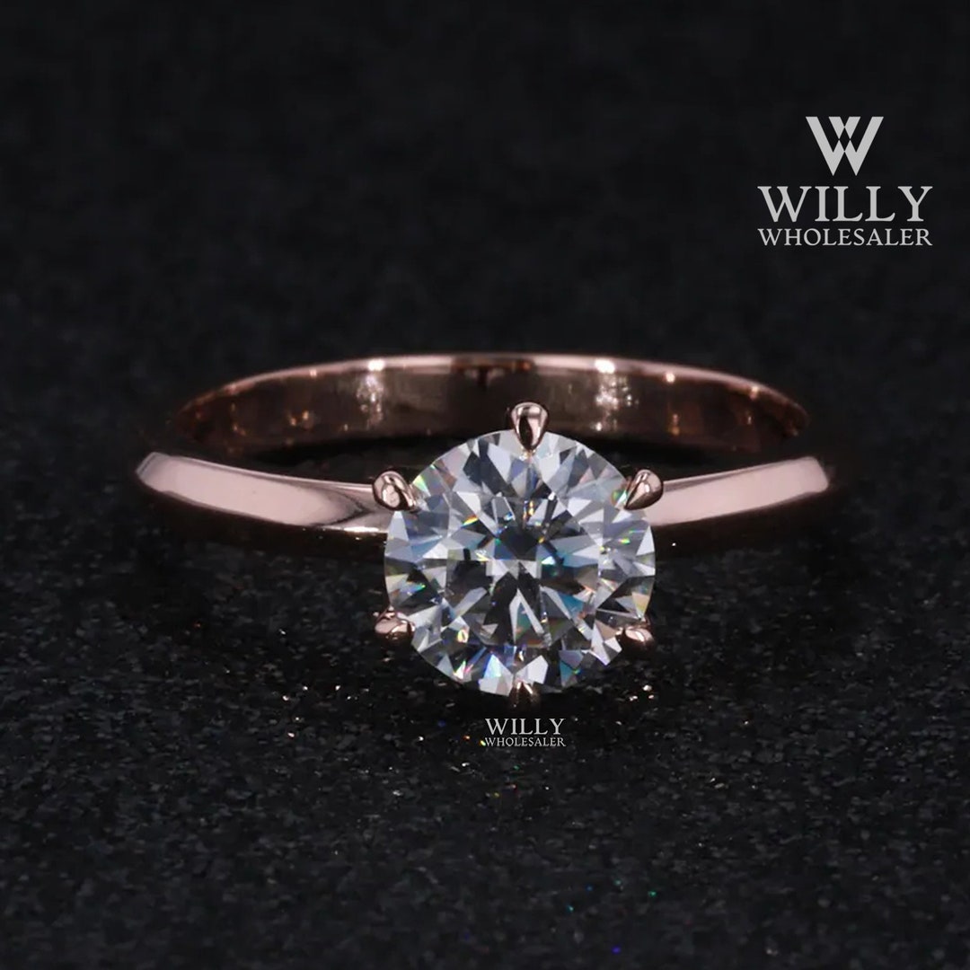 Simple Solitaire Knife Edge Engagement Ring, Six Claw Prong Basket Set ...