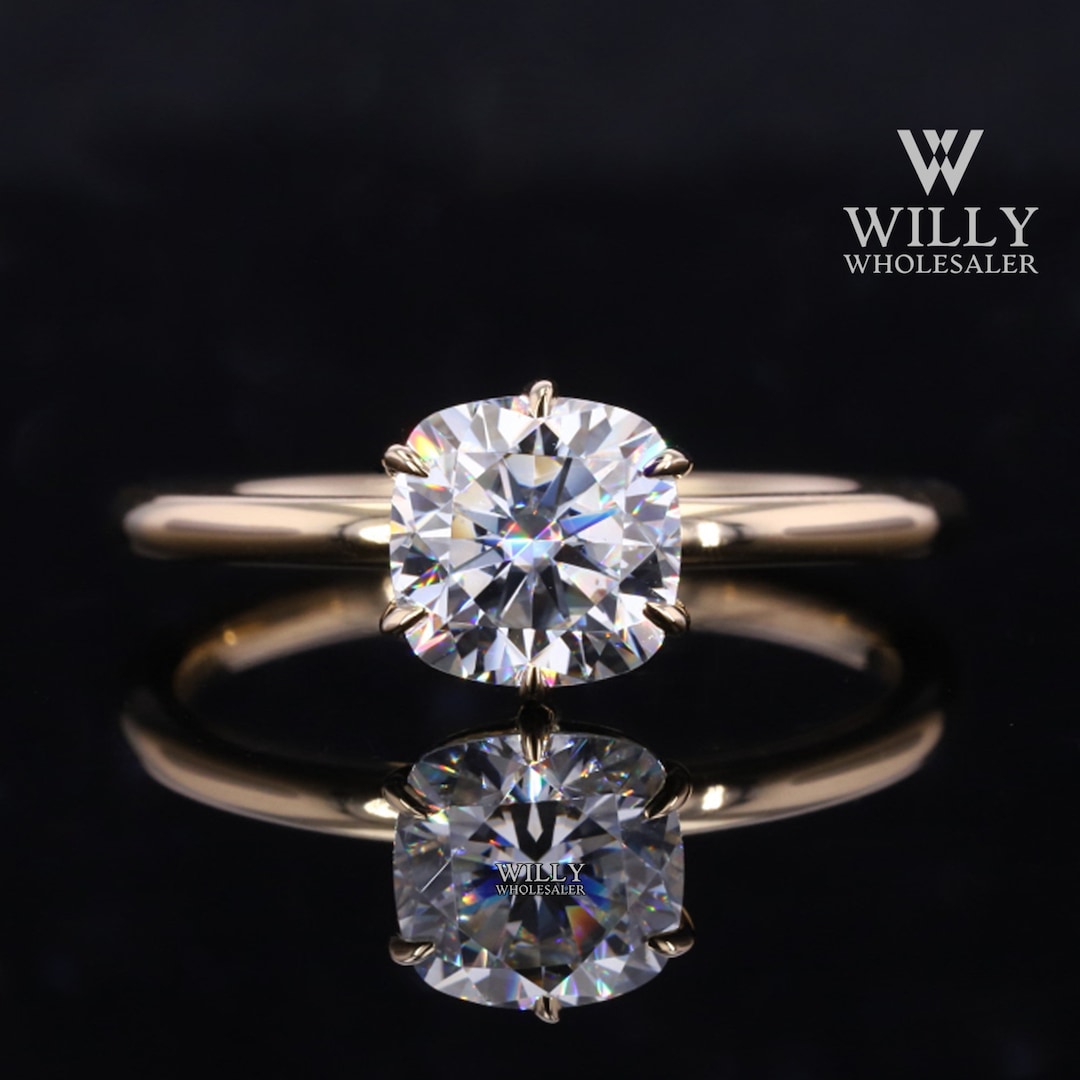 Six Prong Basket Set Wedding Ring, Solitaire Birthday Ring, Delicate 1 ...