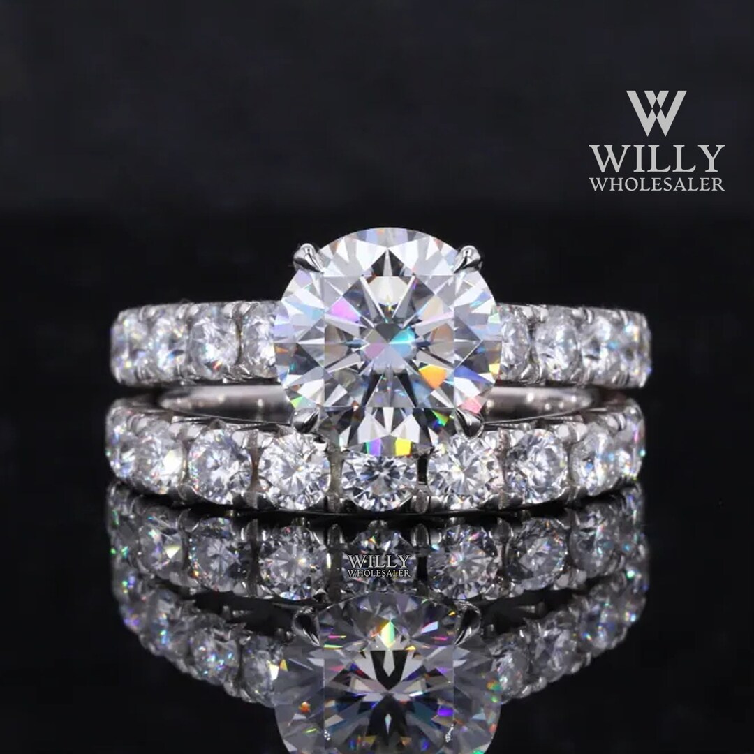 Designer Sturdy Engagement Ring With Half Eternity Matching Wedding ...