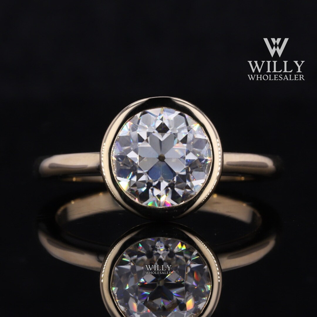 Solitaire Full Bezel Set Wedding Ring, Amazing 1/ 2/ 2.75 Carat Old ...