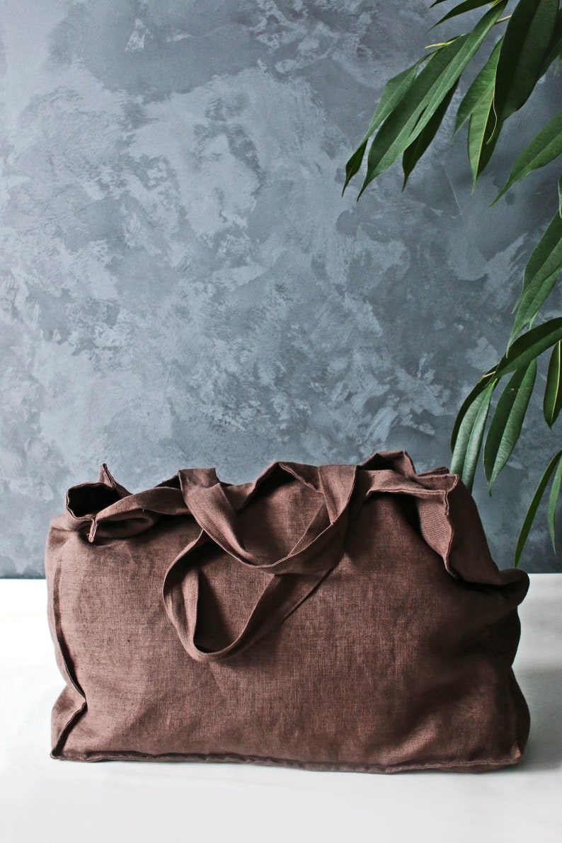 Double Layer Linen Tote Bag. Natural Linen Bag. Natural Shopping Bag ...