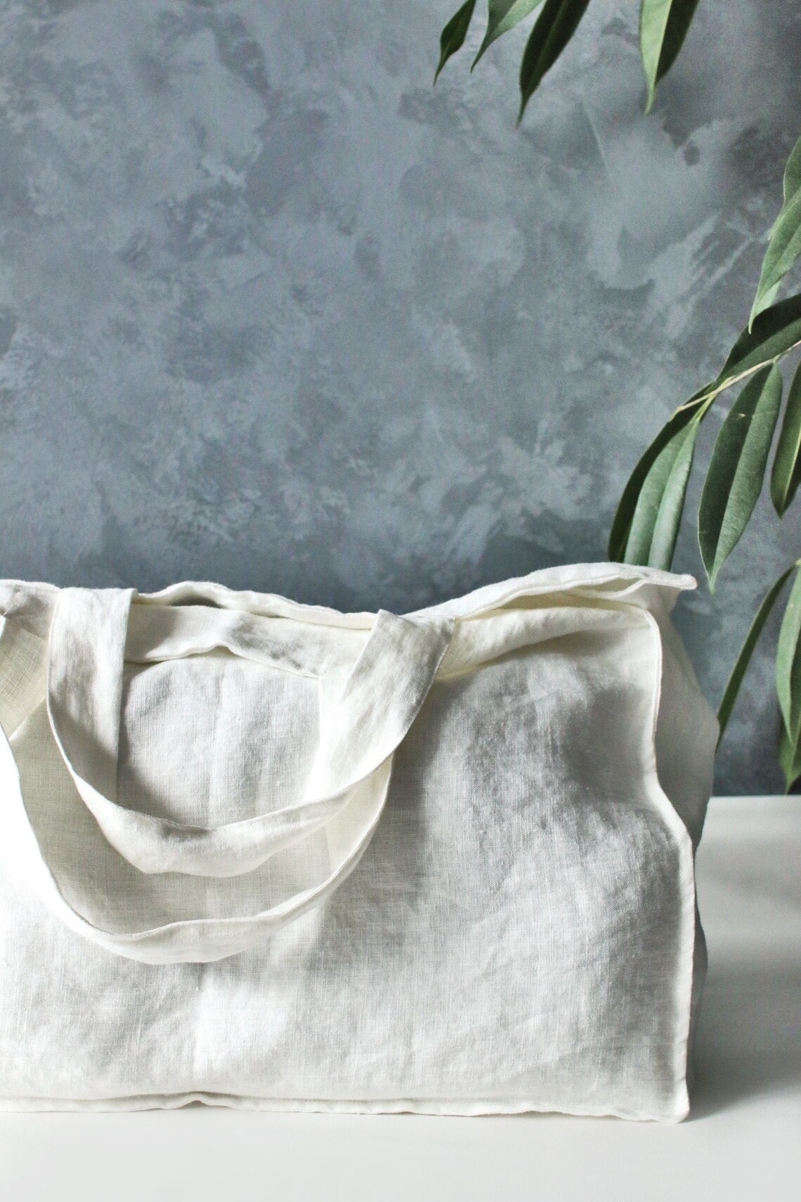 Double Layer Linen tote bag. Natural linen bag. Natural | Etsy