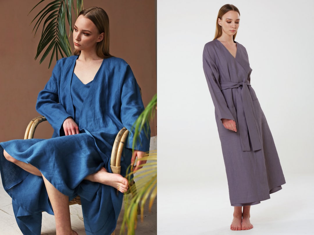 Linen Woman Robe, Bathrobe, SPA Robe, Elegant Robe, Washed Linen Robe ...