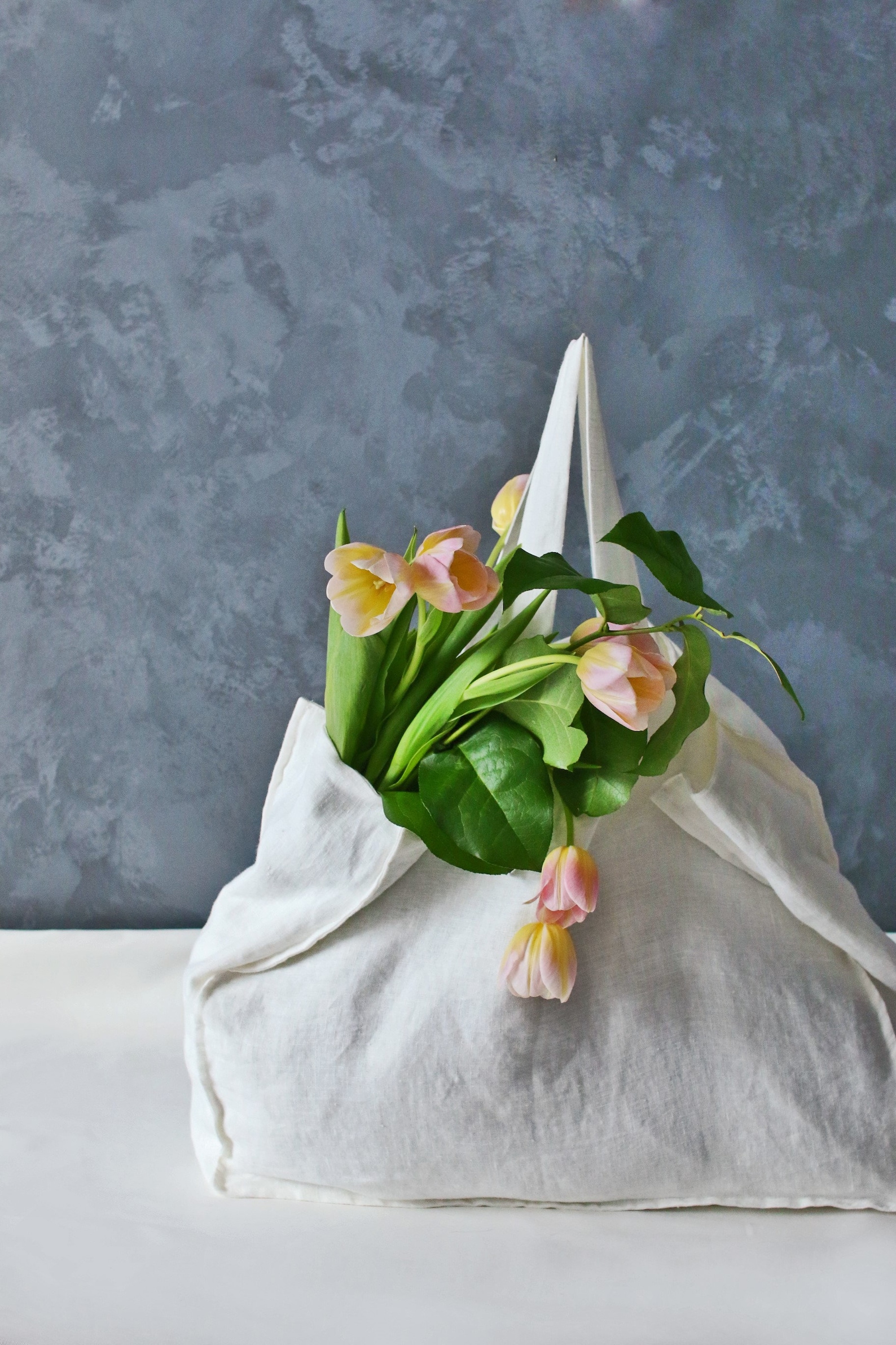 Double Layer Linen tote bag. Natural linen bag. Natural | Etsy