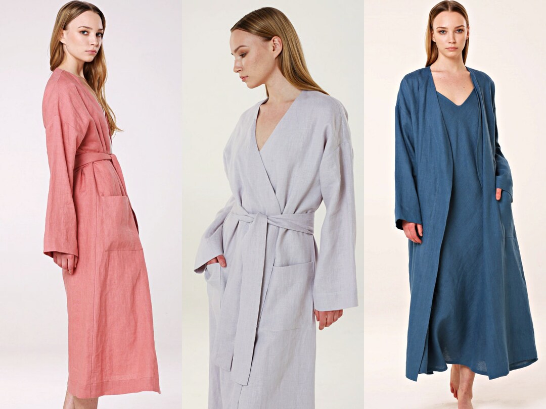 Linen Woman Robe, Bathrobe, SPA Robe, Elegant Robe, Washed Linen Robe ...