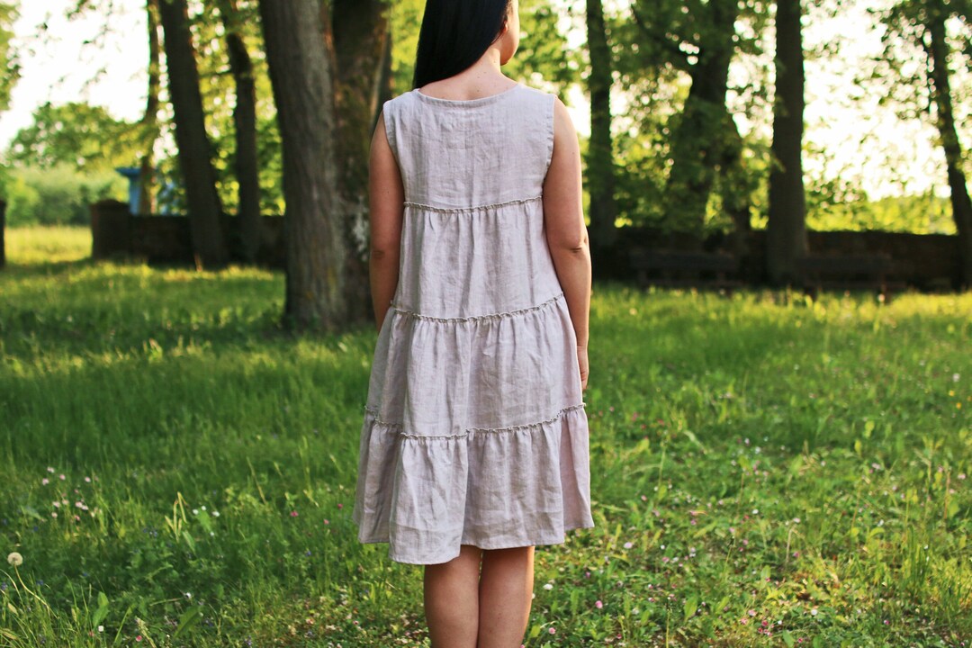 Linen Dress, Ruffle Linen Dress, Bohemina Dress, Casual Dres ...