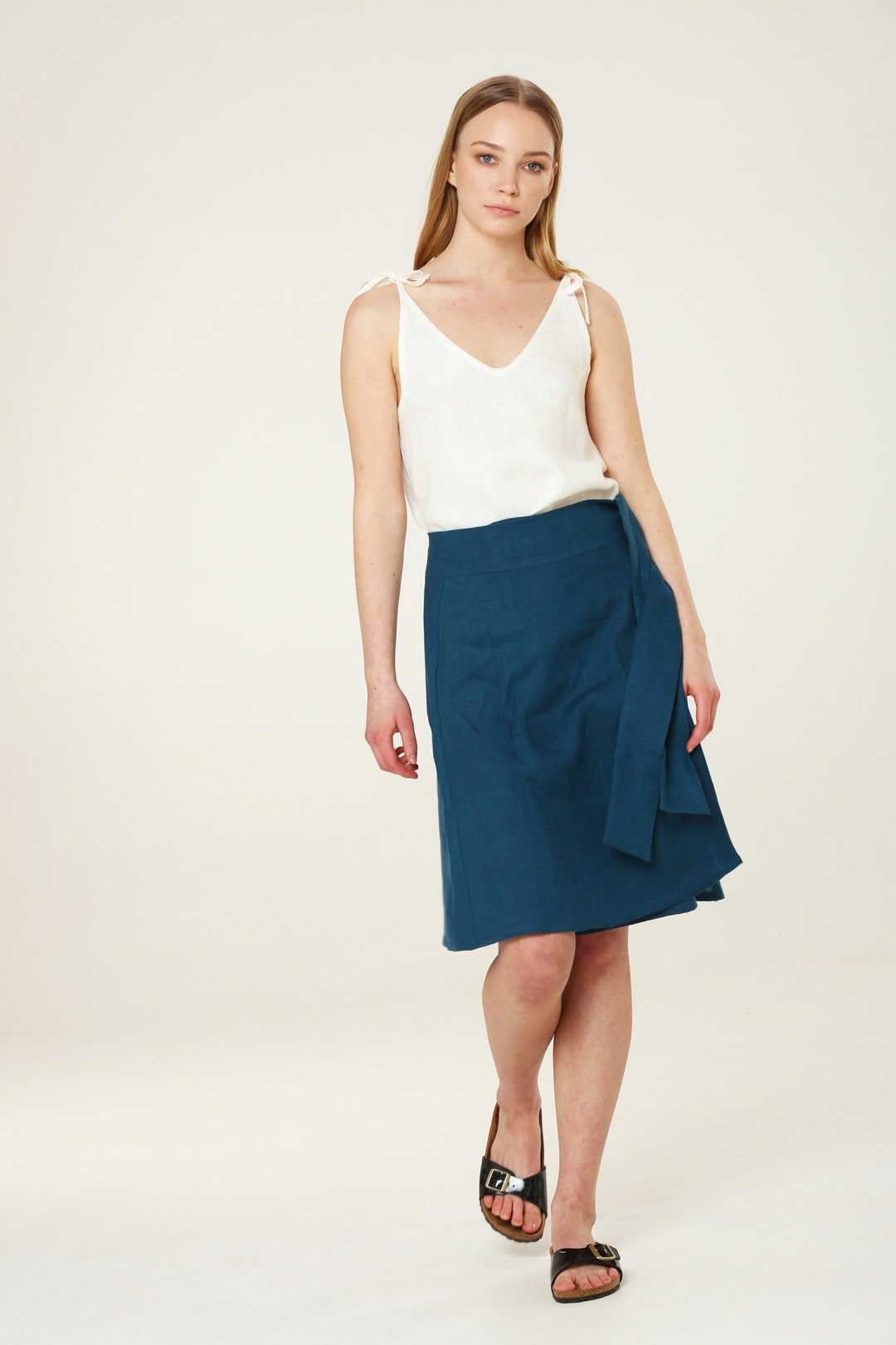 SONIA Linen Woman Wrap Skirt Button Skirt Summer Beach Home Skirt ...