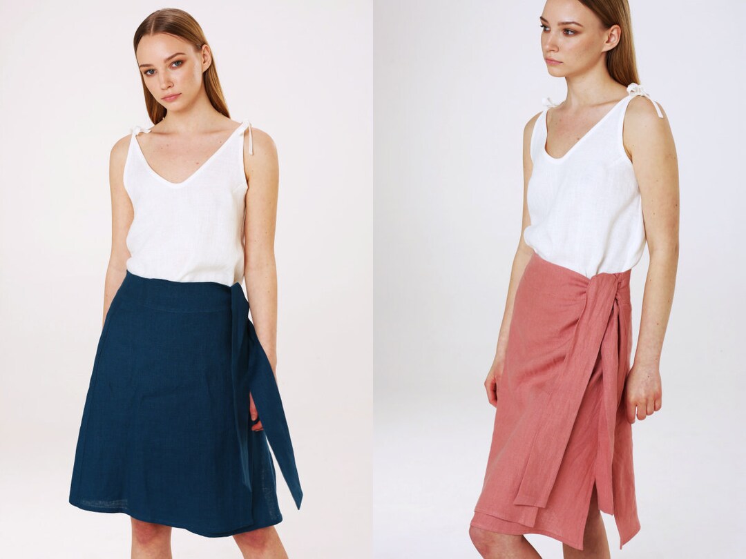 Linen Wrap Skirt SONIA, Button Closure Skirt, Wrap Skirt, Summer Skirt ...
