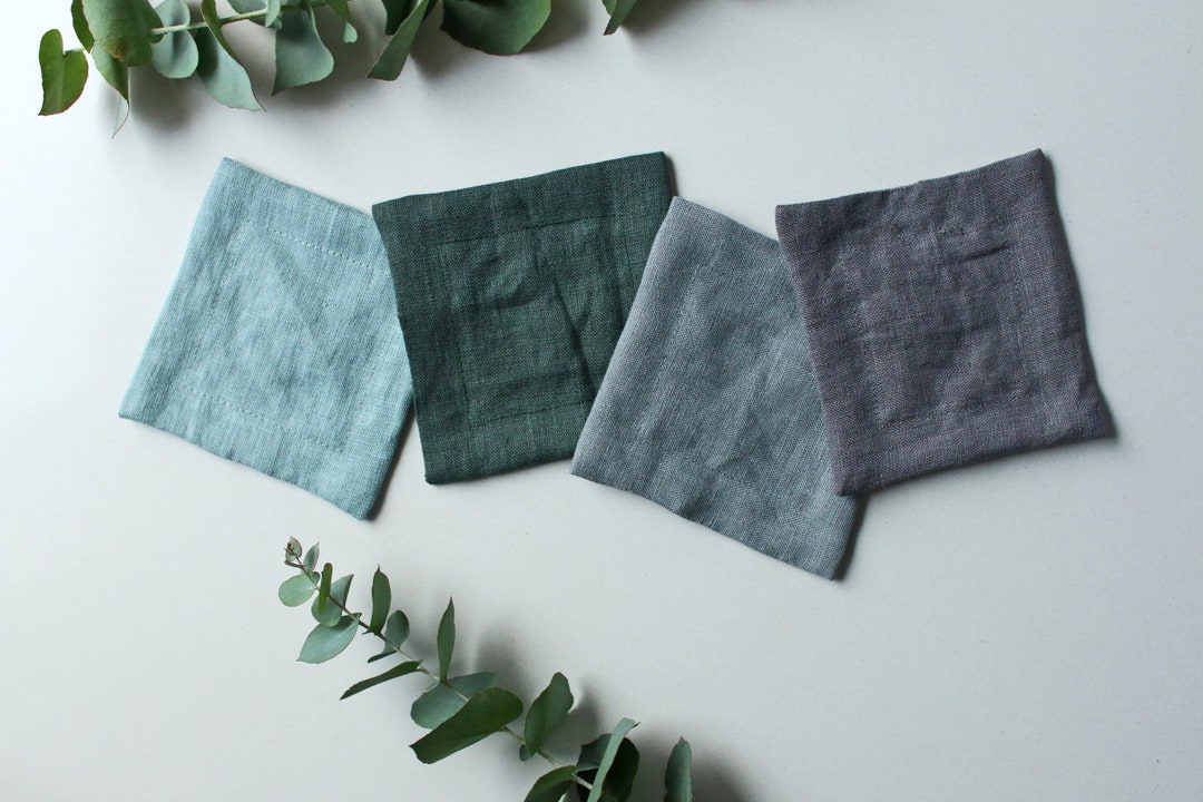 SET OF 4,6,8,10,12 Linen Double Layer Coasters. Natural Stonewashed ...