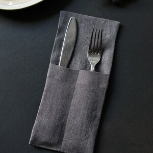 Linen Cutlery Silverware Holder Pouch. for 2 & 3 Cutlery Natural ...