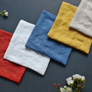 SET OF 4,6,8,10,12 Linen Double Layer Coasters. Natural Stonewashed ...