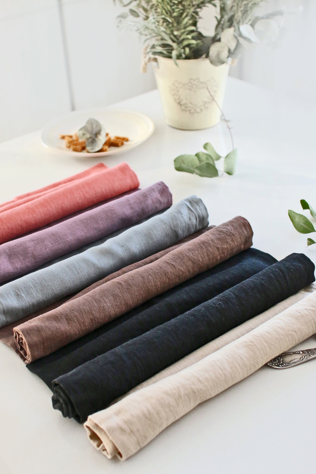 Linen Double Layer Placemats. Natural Stonewashed Linen Placemat Set ...
