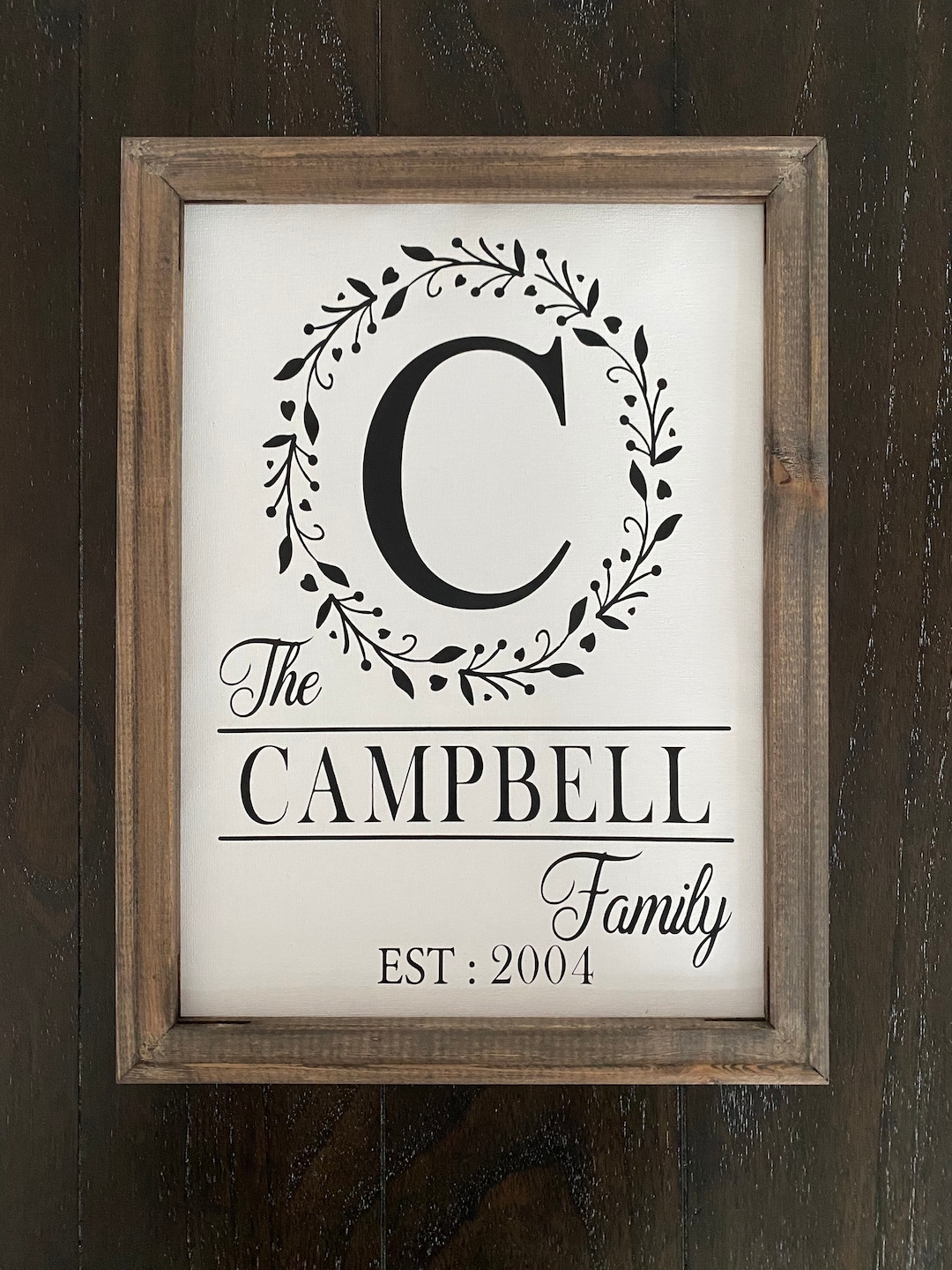 Reverse Canvas Last Name Sign | Wood Established Sign | Family Name ...