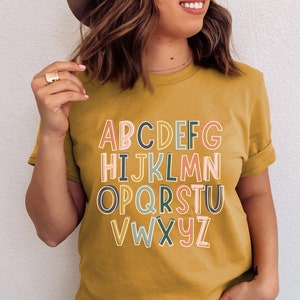 Alphabet Shirt, ABC Shirt, Colorful Alphabet T-shirt, Kindergarten ...