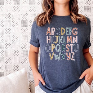 Alphabet Shirt, ABC Shirt, Colorful Alphabet T-shirt, Kindergarten ...