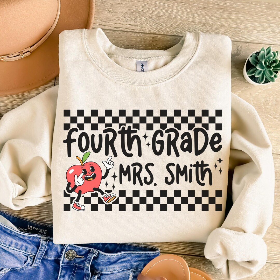 Personalized 4th Grade Teacher Sweatshirt, Custom Fourth Grade Team ...