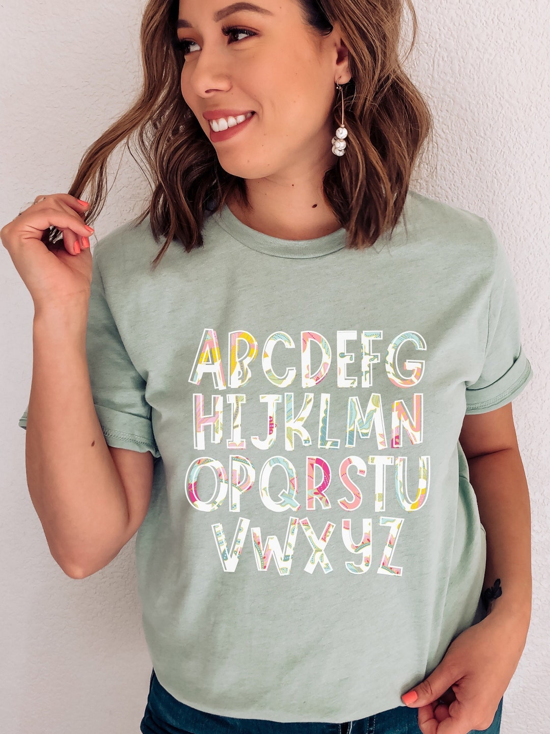 Alphabet Shirt, ABC Shirt, Floral Alphabet T-shirt, Kindergarten ...